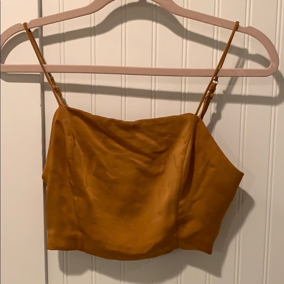 Tops | Gold Silk Crop Top Part Of A Set | Poshmark